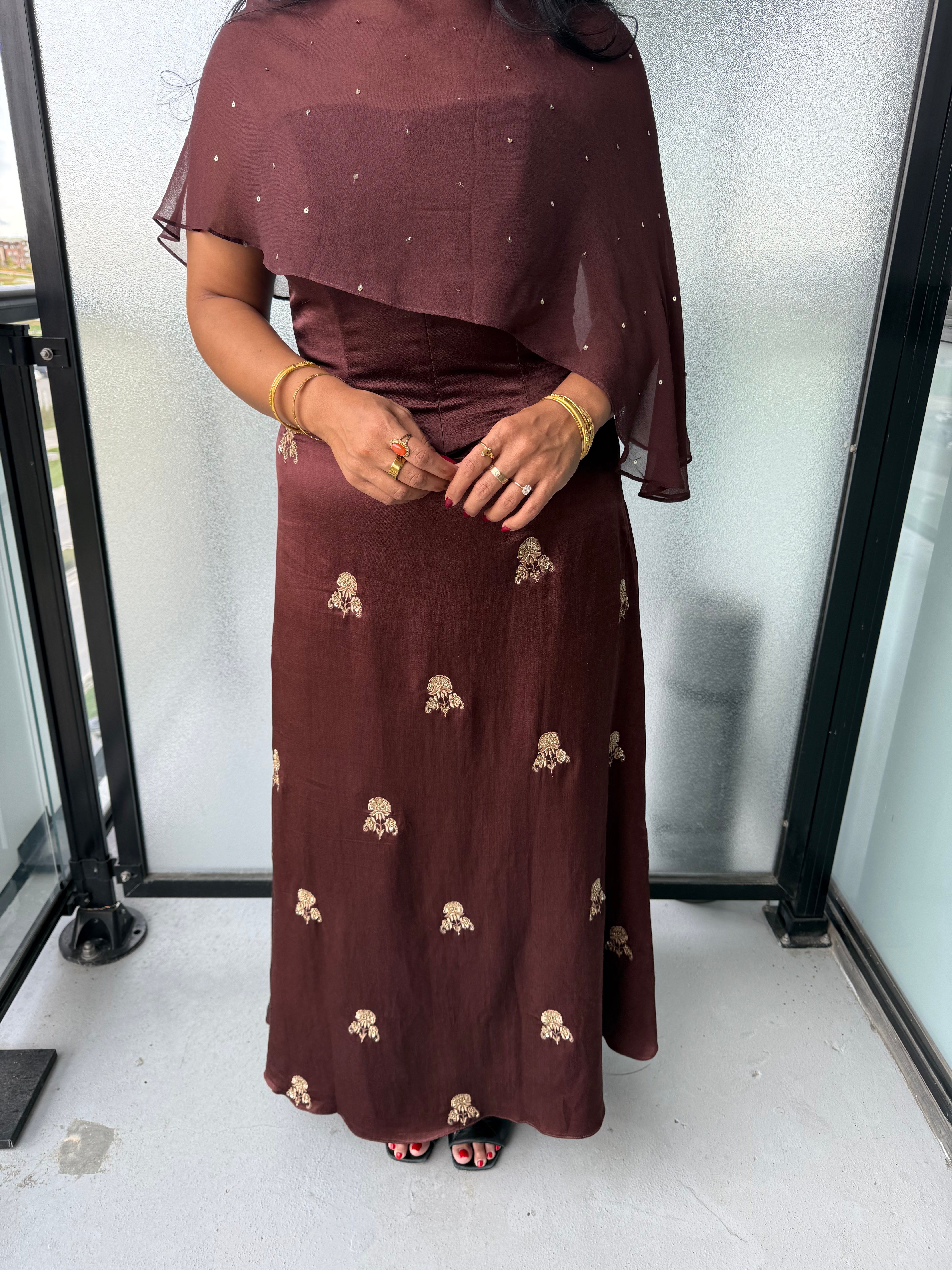 Chocolate Brown Manju Hand-Beaded Skirt – Bazaar